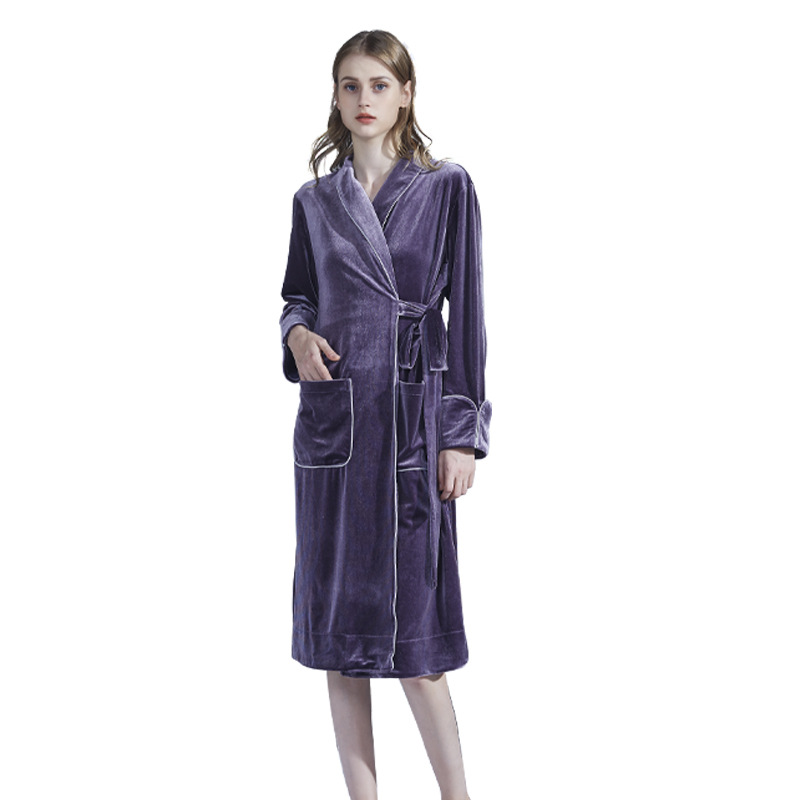 Women's Silk Velvet Robe with Attached Belt Kimono Robe Short Bridal ...